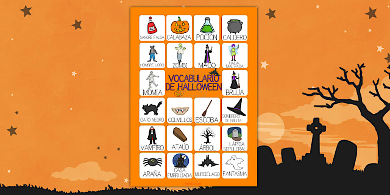 Halloween Vocabulary Poster Spanish
