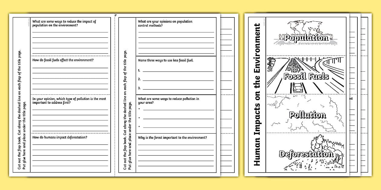 Human Impacts on the Environment Flapbook for 3rd-5th Grade