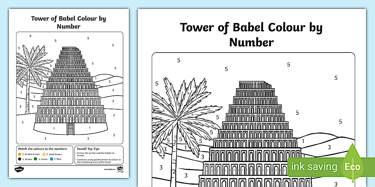 Tower of Babel Colour by Number (teacher made) - Twinkl