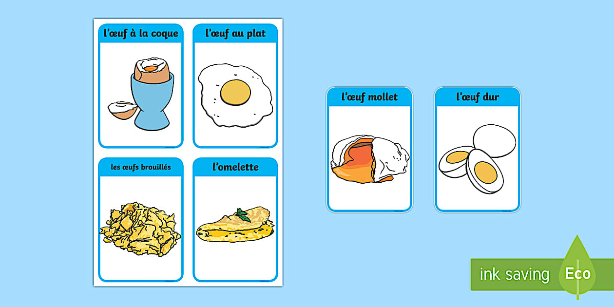 Flashcards : cuisiner et préparer les oeufs - Twinkl