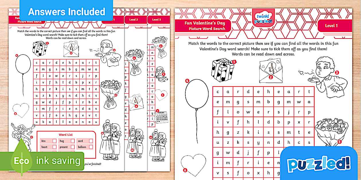 Fun Valentine's Day word search - Twinkl Puzzled - kids