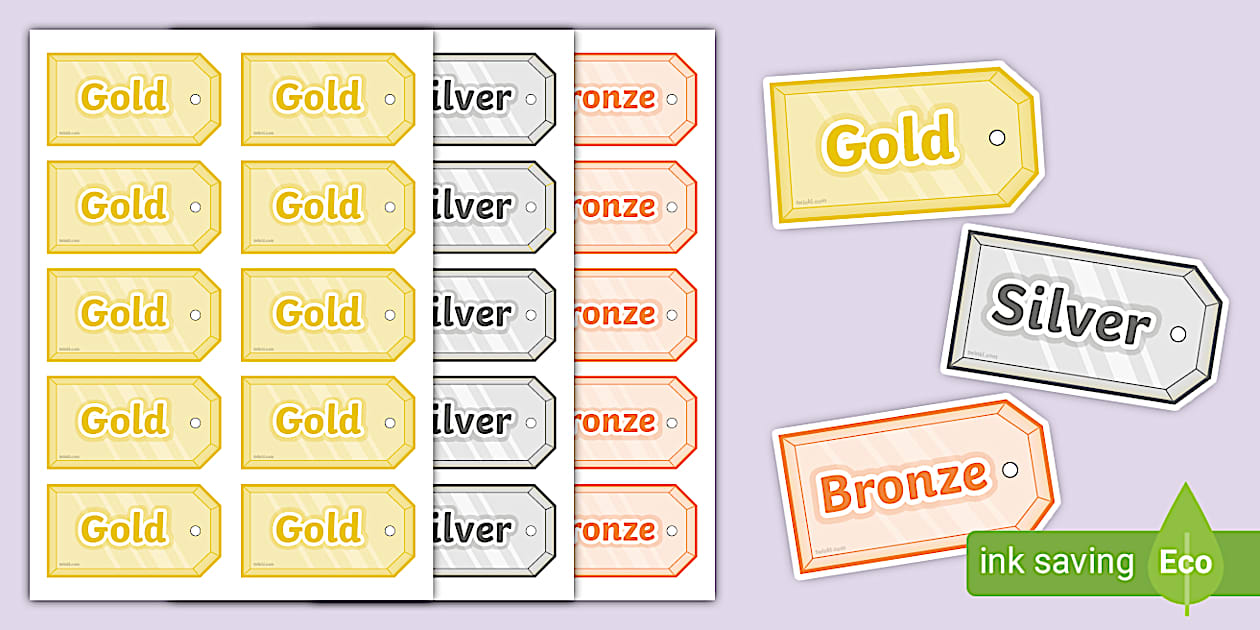Bronze, Silver and Gold Labels (teacher made) - Twinkl