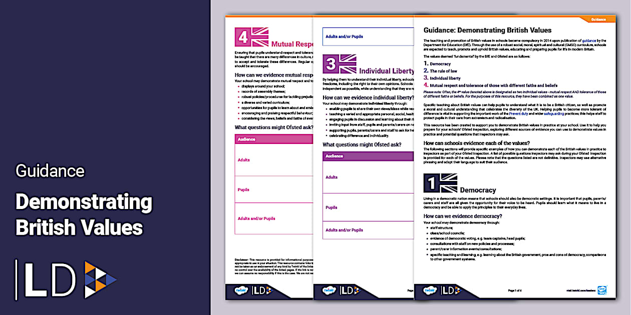 Guidance: Demonstrating British Values (l'enseignant a fait) Guidance: Demonstrating British Values (l'enseignant a fait)