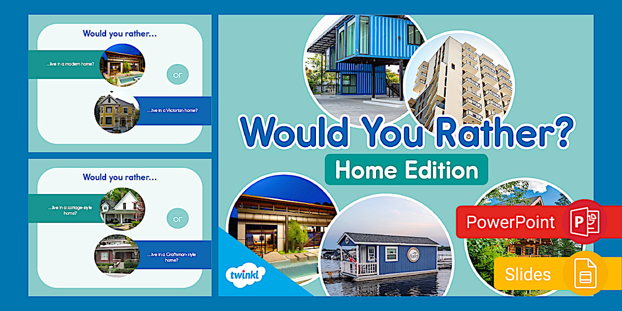 Would You Rather? PowerPoint & Google Slides Game - Home Edition
