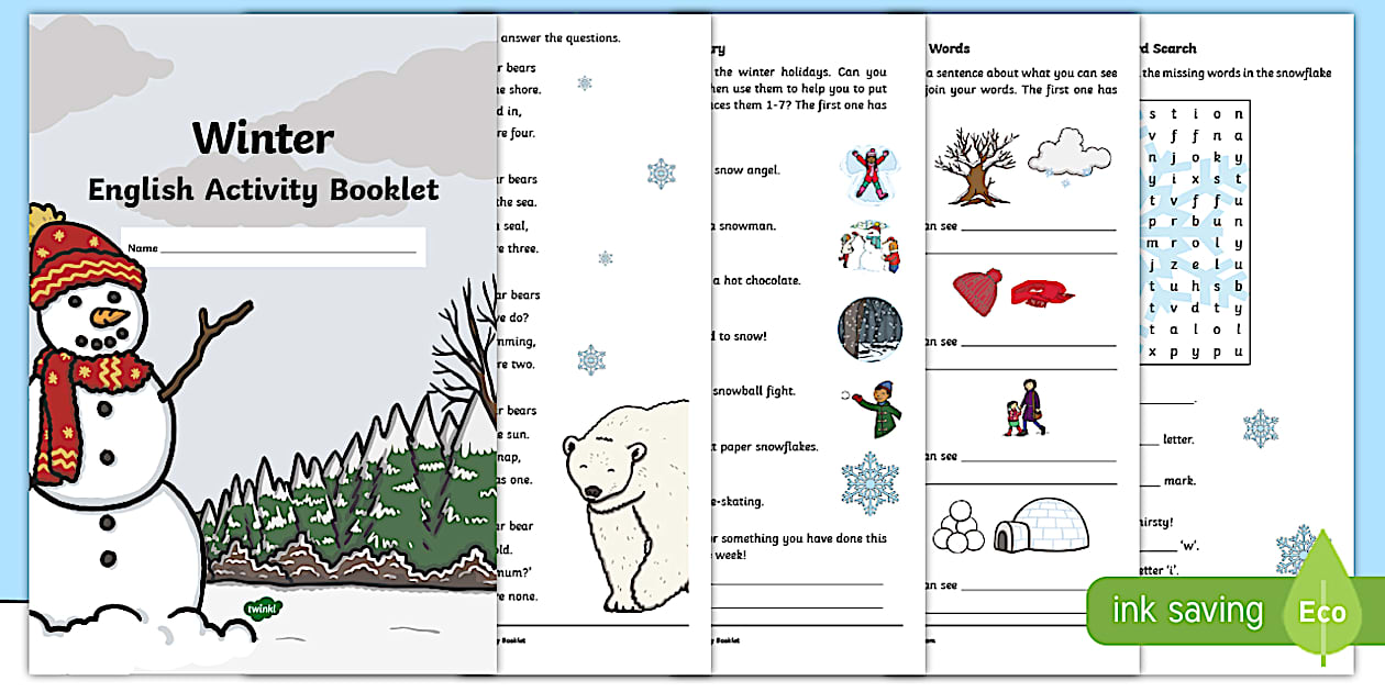 Year 1 Fun English Activities | Winter Booklet - Twinkl