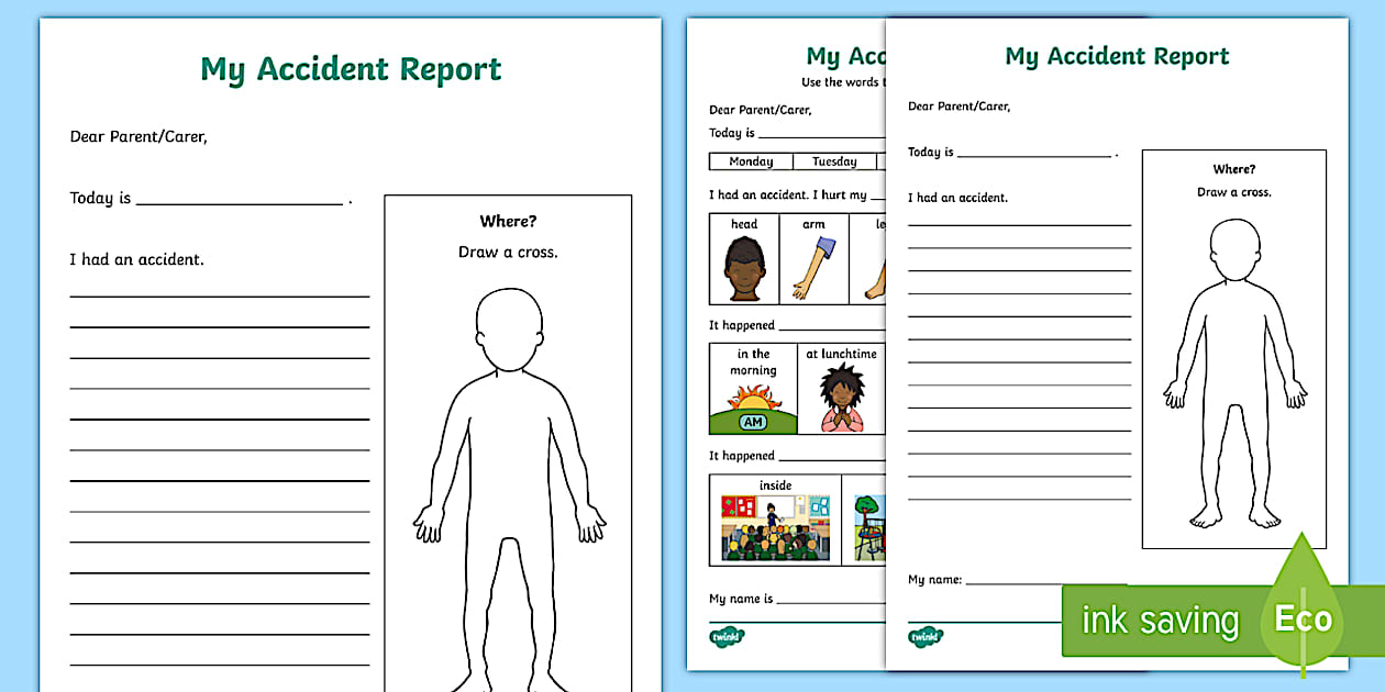 My Accident Report Sheet | Child-Friendly Document - Twinkl