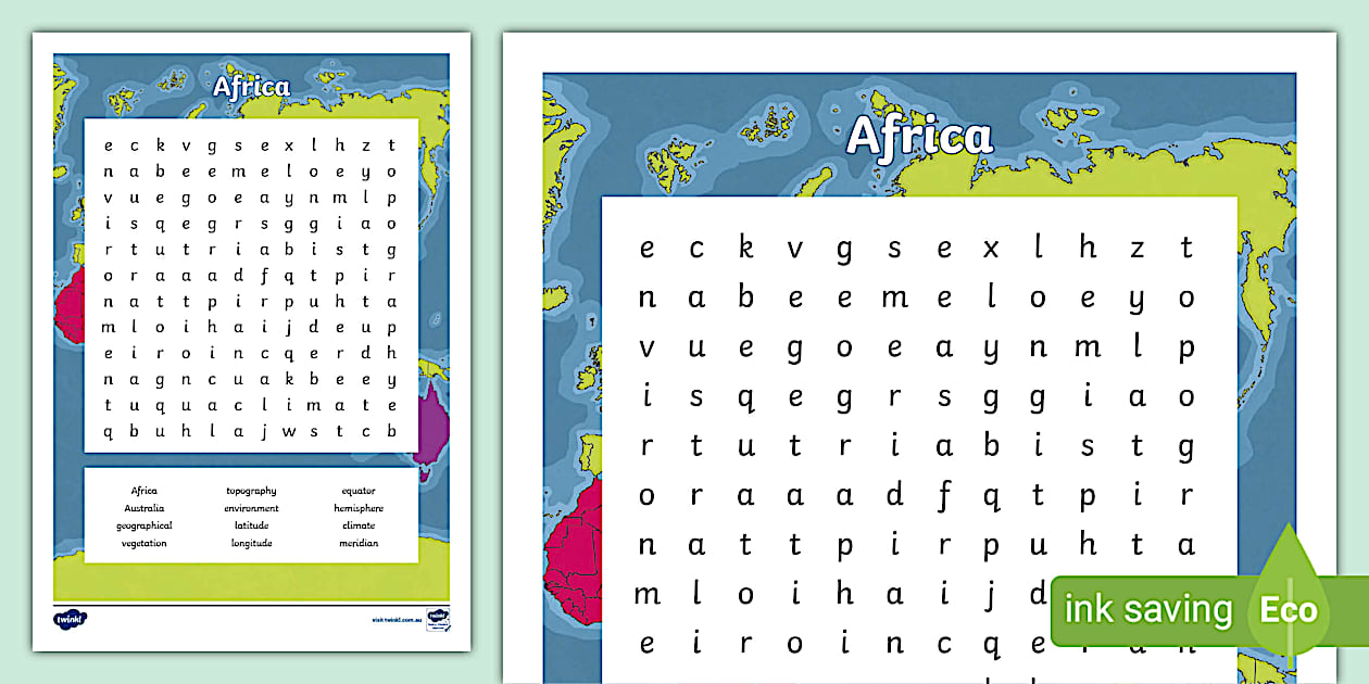 Africa Word Search (teacher made) - Twinkl