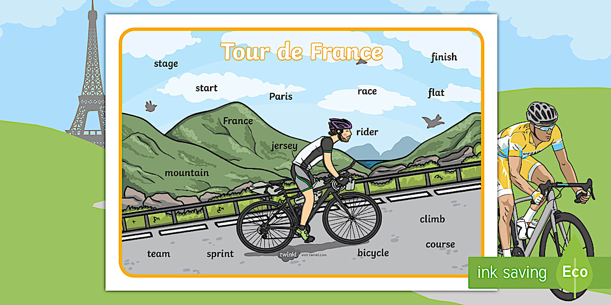 Cursive Tour de France Word Mat (teacher made) - Twinkl