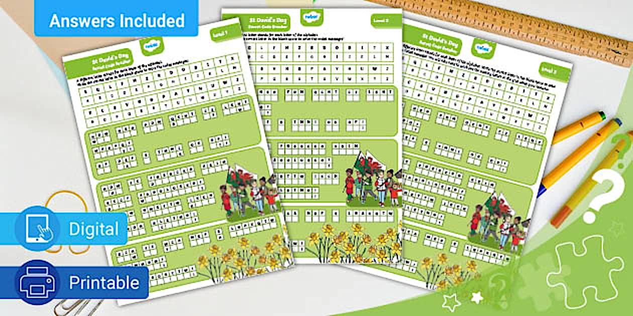 St David's Day Secret Code Breaker - AL - Twinkl Puzzled