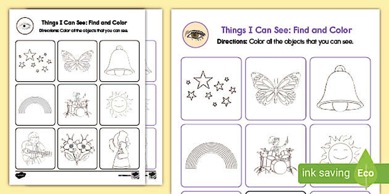 Editable Things I Can See: Find and Color Activity Worksheet