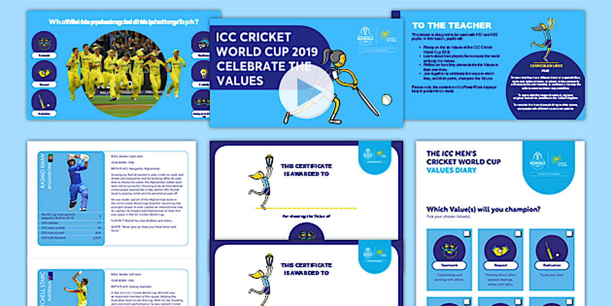 FREE! - KS2 ICC Cricket World Cup Celebrate the Values Activity Pack