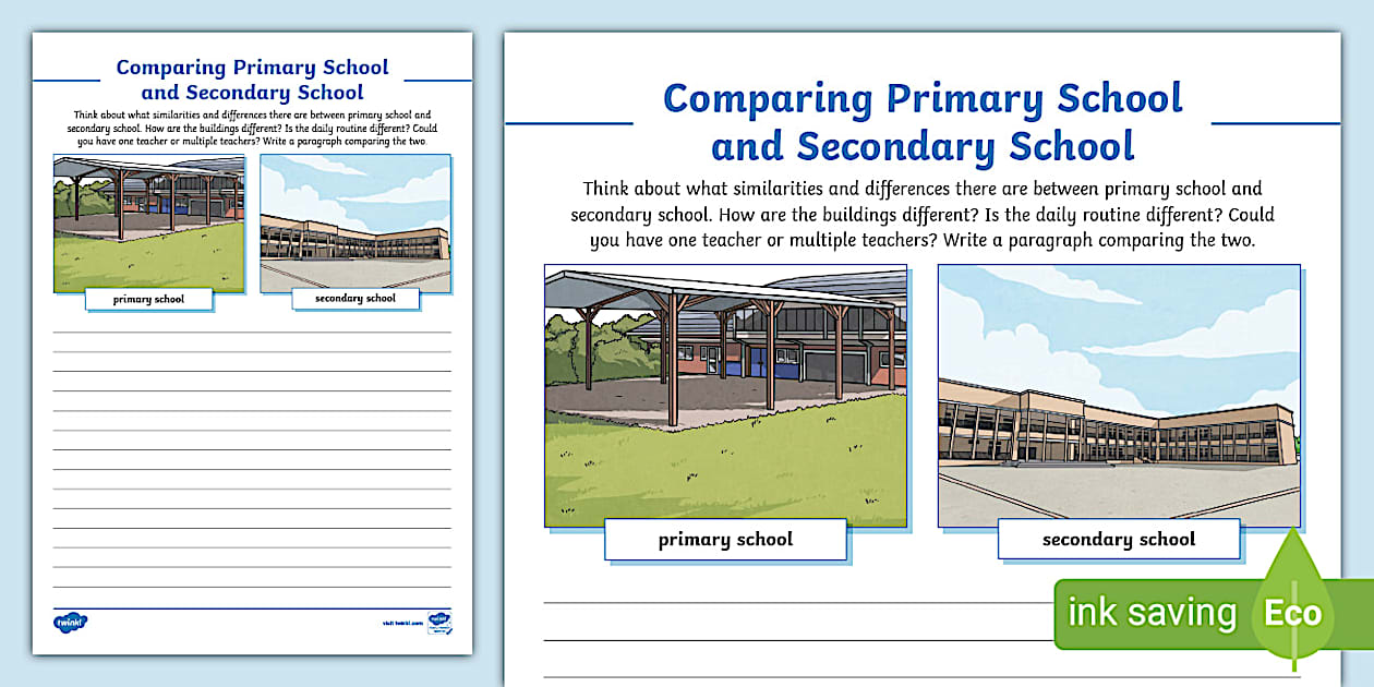 Primary and Secondary Schools Comparison Activity - Twinkl