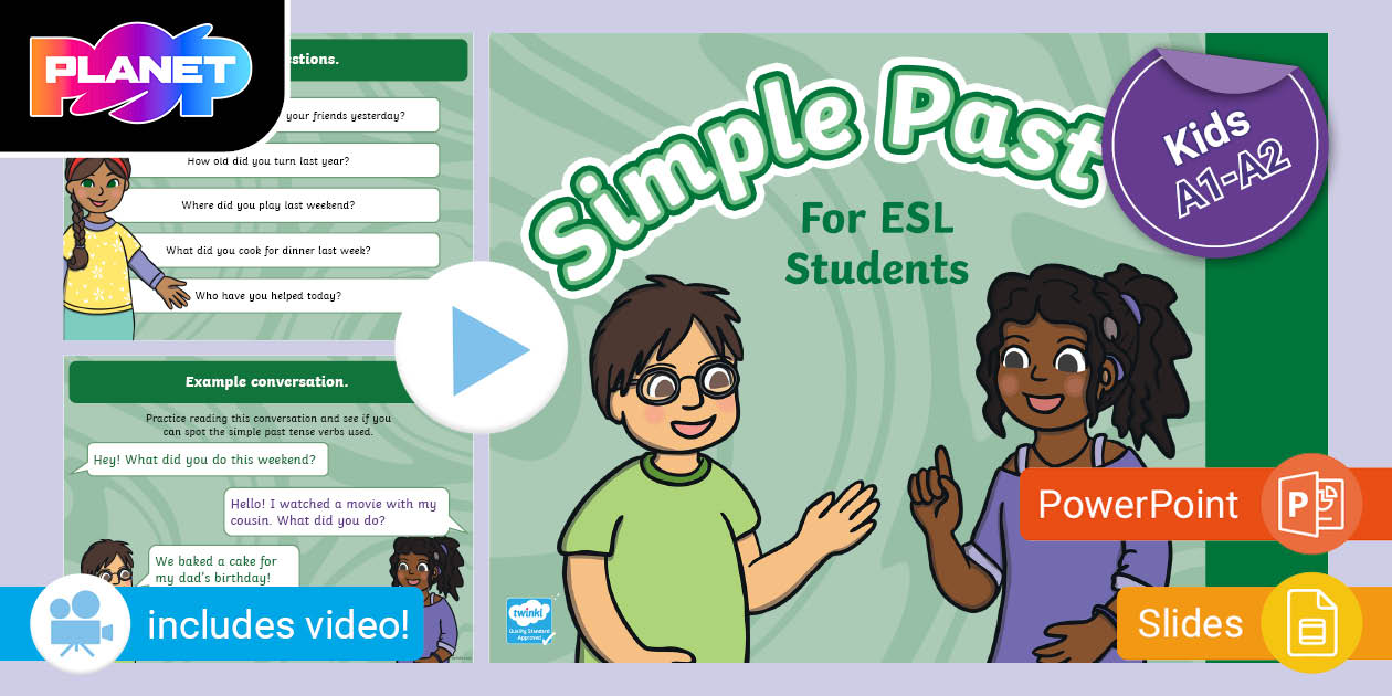 ESL Simple Past PPT [Kids, A1-A2] (Lehrer gemacht) - Twinkl