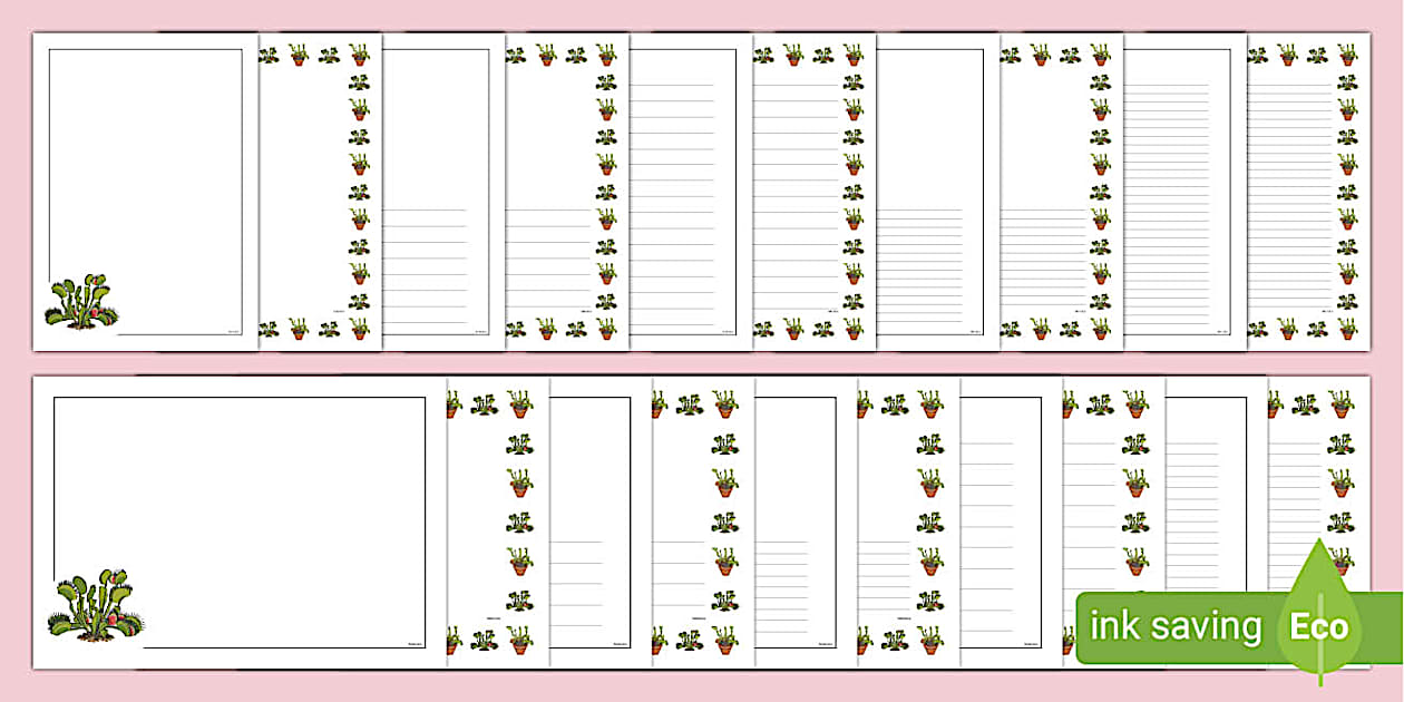 Black and White Venus Fly Trap Page Border (teacher made)