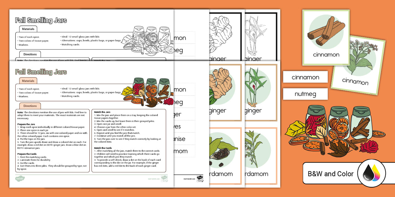 Fall Smelling Jar Sensory Worksheet (teacher made) - Twinkl