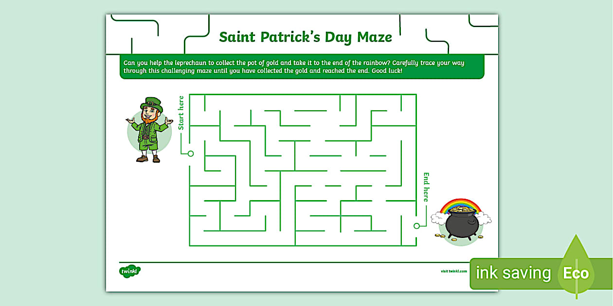 Saint Patrick's Day Maze Activity (teacher made) - Twinkl