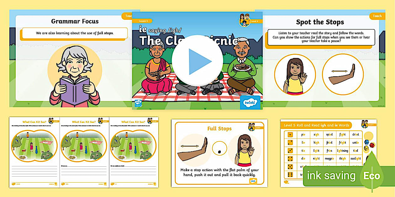 'ie' saying /igh/ Phonics Lesson Pack - Level 5 Week 3 Lesson 4