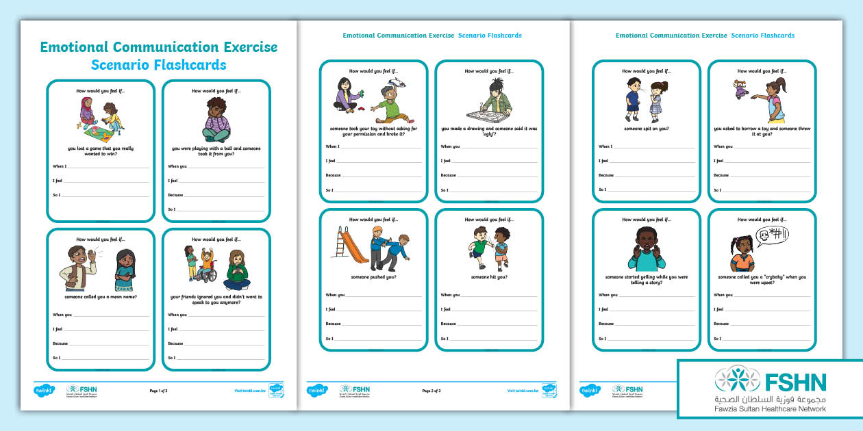 FREE! - Emotional Communication Exercise - Scenario Flashcards | Mental Health