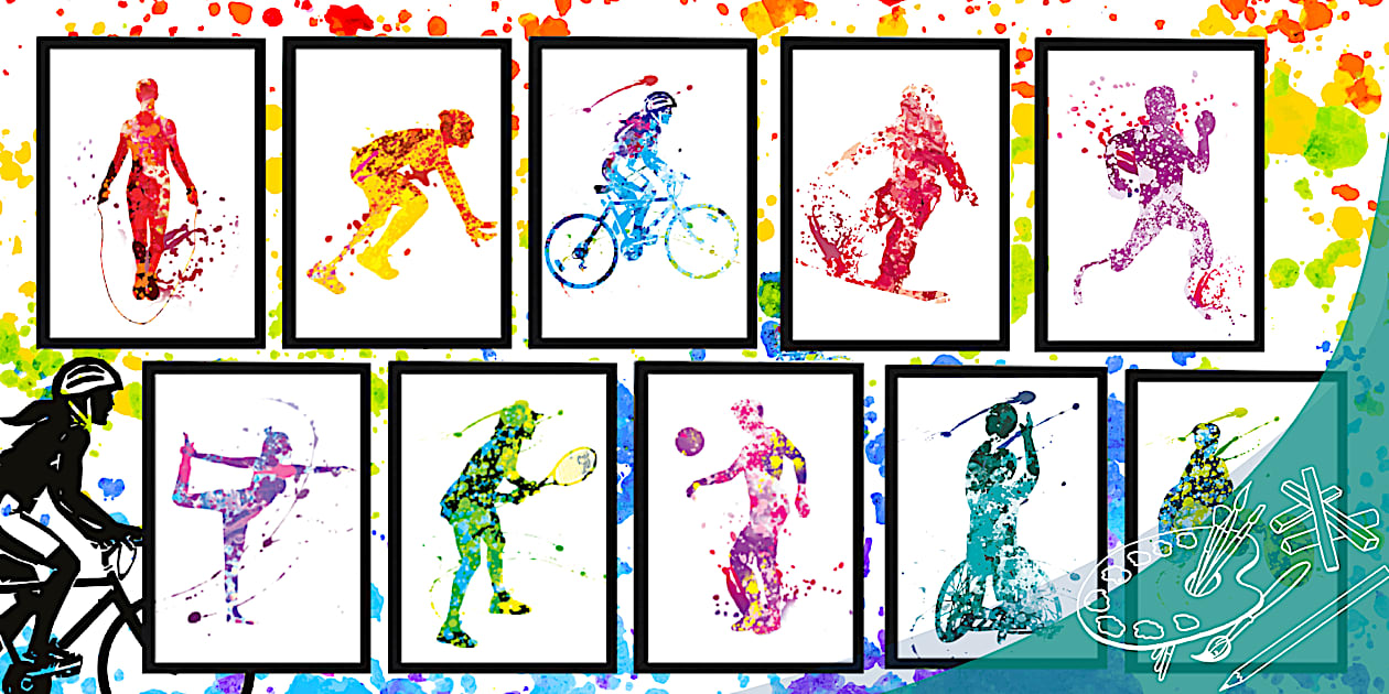 Sports Colour Splash Silhouettes Posters Pack