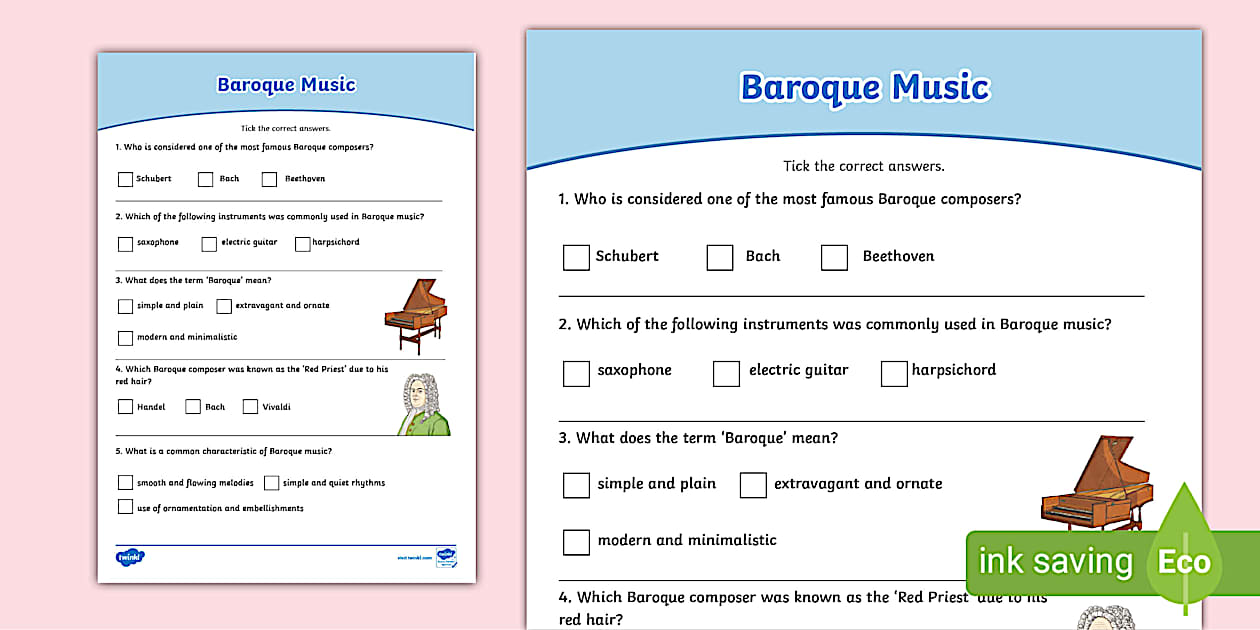 👉 Baroque Music Paper Quiz (Teacher-Made) - Twinkl