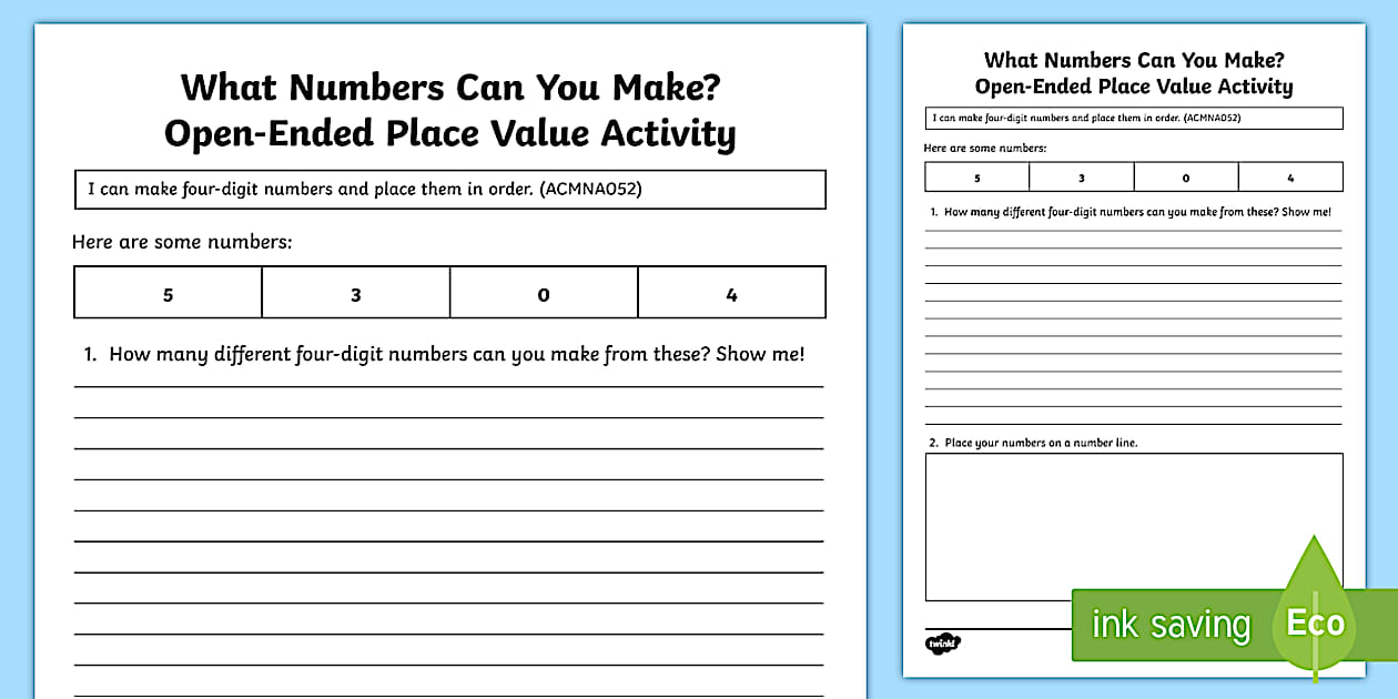 What Numbers Can You Make? Open-Ended Place Value Worksheet / Worksheet