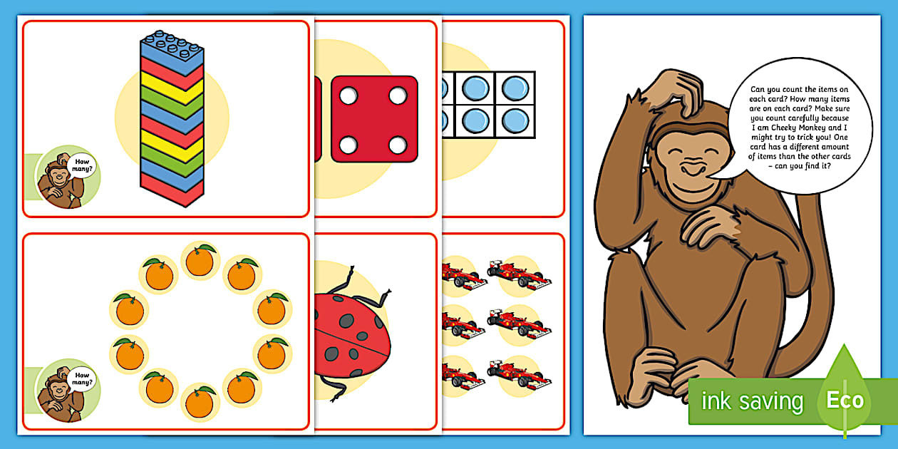 Cheeky Monkey Number 10 Counting Cards Activity Pack
