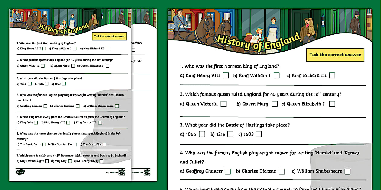 History of England Quiz (teacher made) - Twinkl