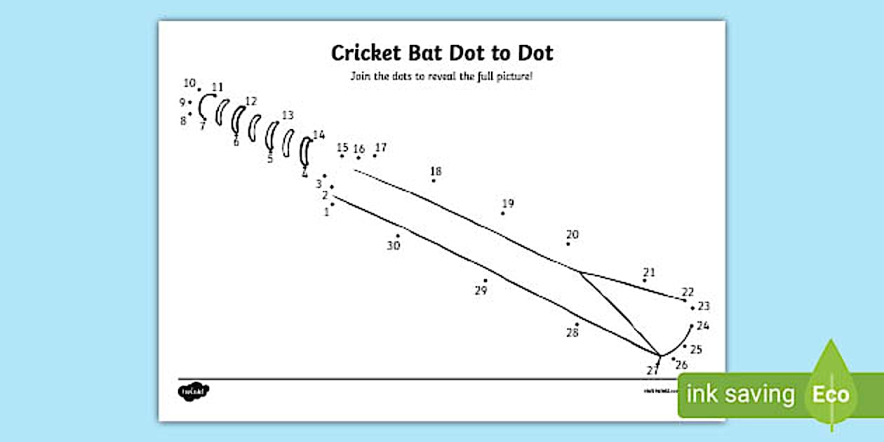 Cricket Bat Dot to Dot Activity - KS1 - Twinkl Resource