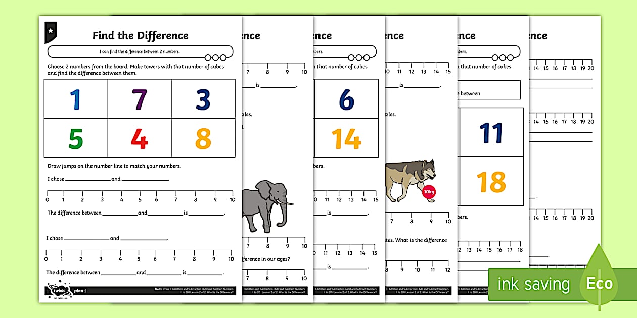 Editable Find the Difference Differentiated Worksheets