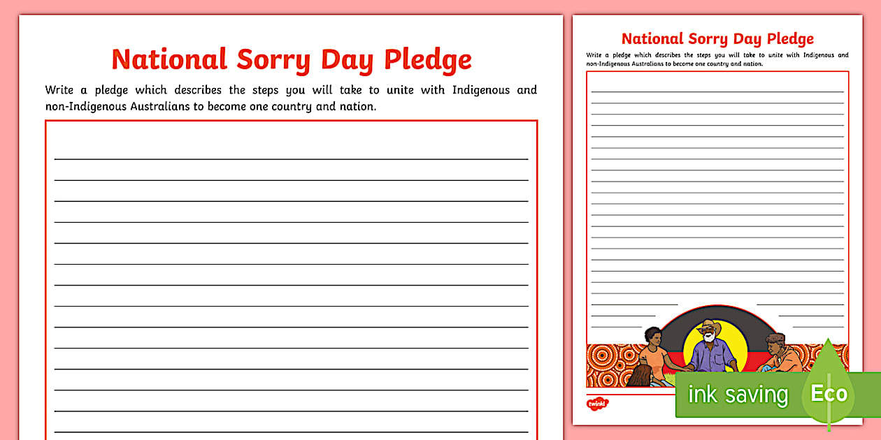 Sorry Day Pledge Worksheet (teacher made) - Twinkl