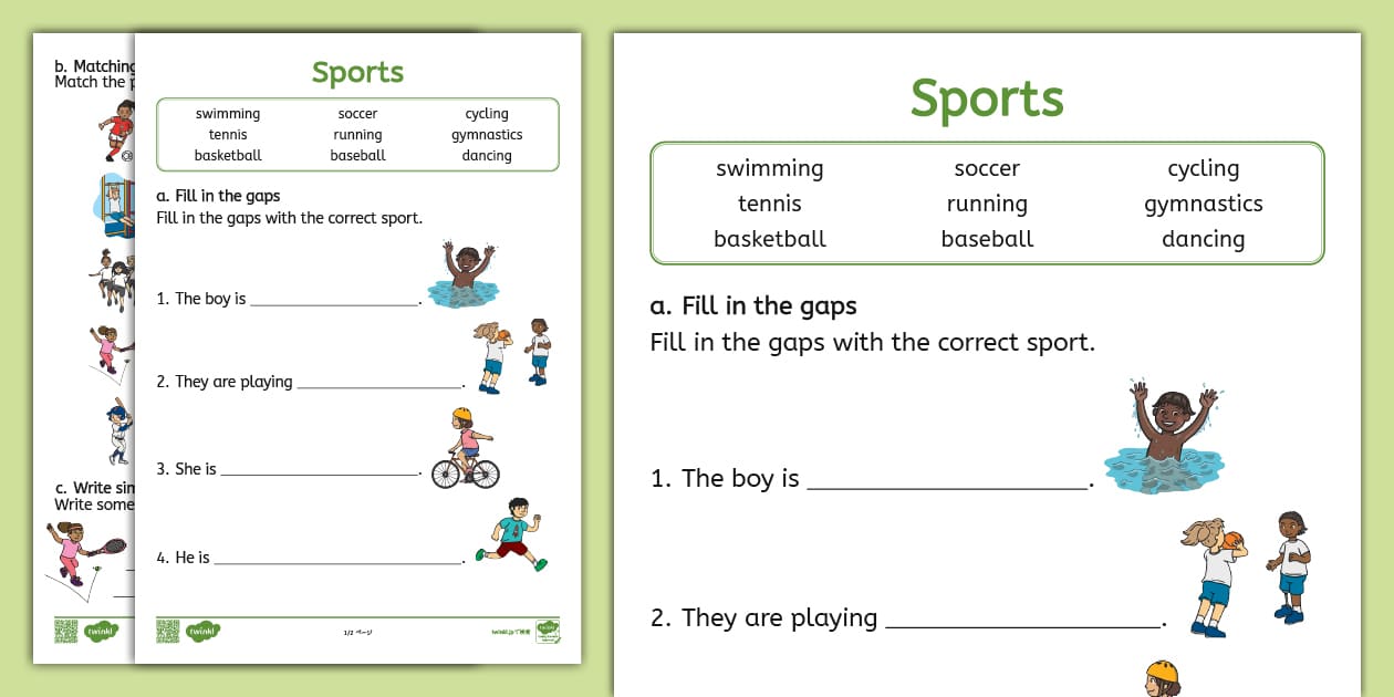 【小学校英語】スポーツの英語動詞ワークシート | スポーツ動詞 英単語ワークシート