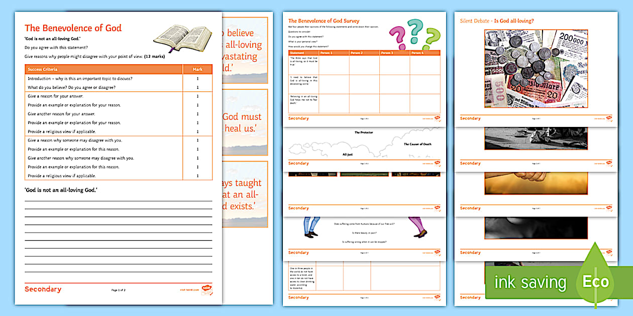 The Benevolence of God Worksheet / Worksheets - Twinkl