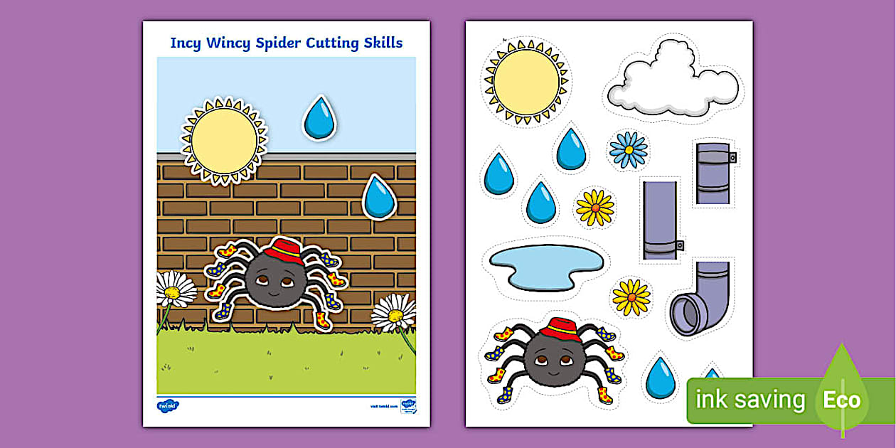 Incy Wincy Spider Cutting Skills Activity (teacher made)