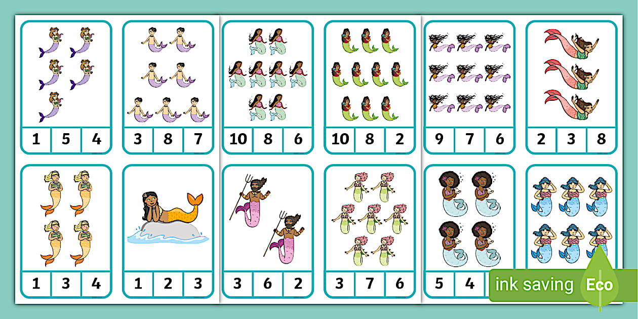👉 Mermaid Peg Counting to 10 (teacher made) - Twinkl
