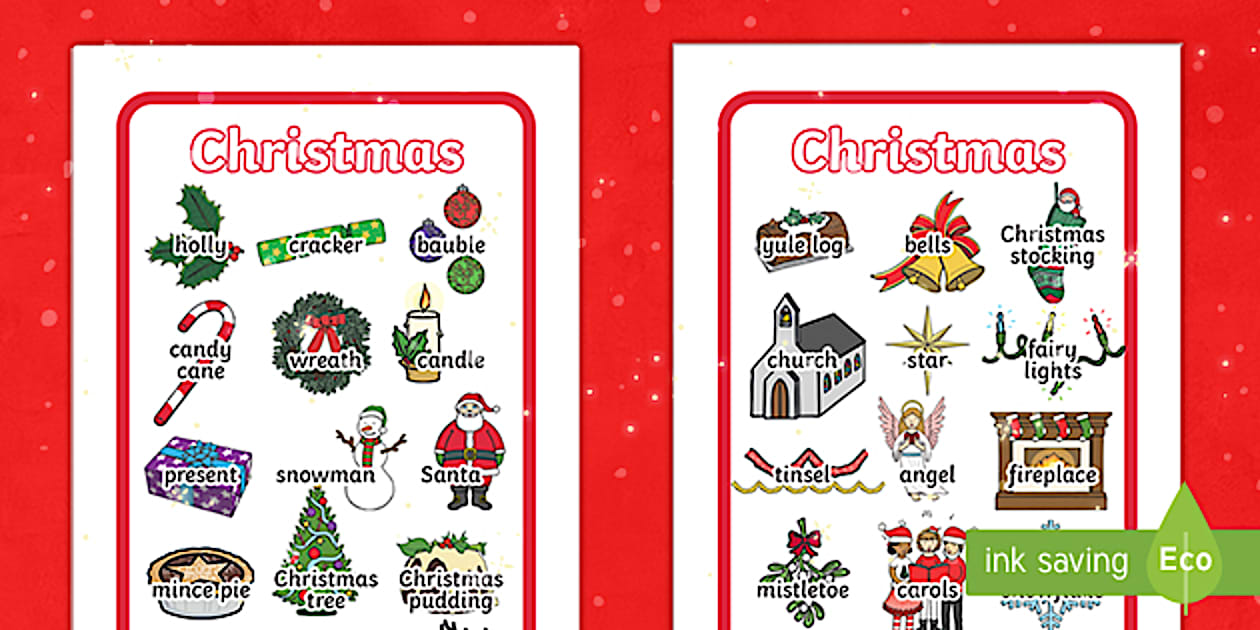 Christmas Words Prompt Frame - Christmas Word Mat - Twinkl