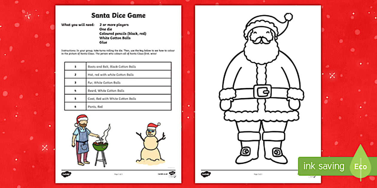 Santa Dice Game - Christmas - Parents (teacher made)