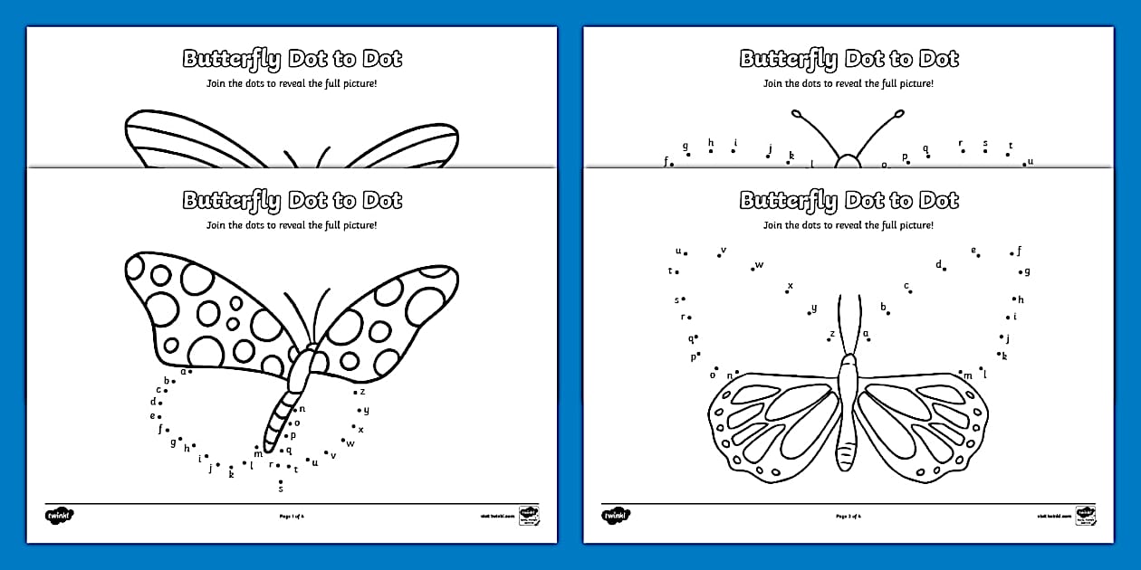 Dot to Dot A to Z Butterfly Alphabet Activity - Twinkl
