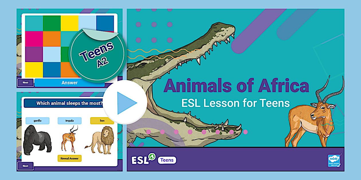 ESL African Animals PPT Game (teacher made) - Twinkl