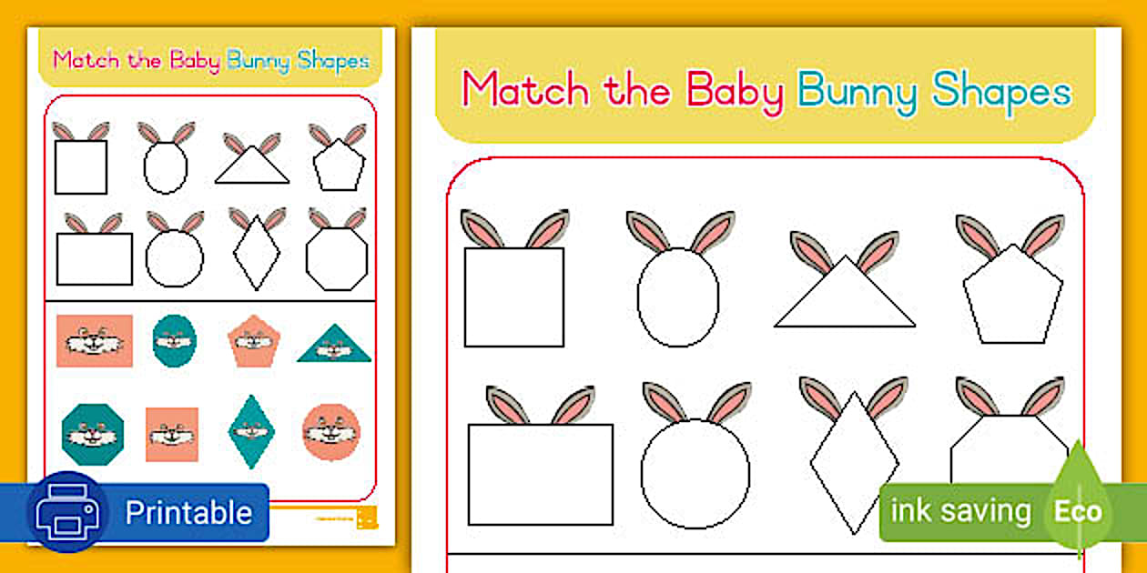 Match the Baby Bunny Shapes Activity