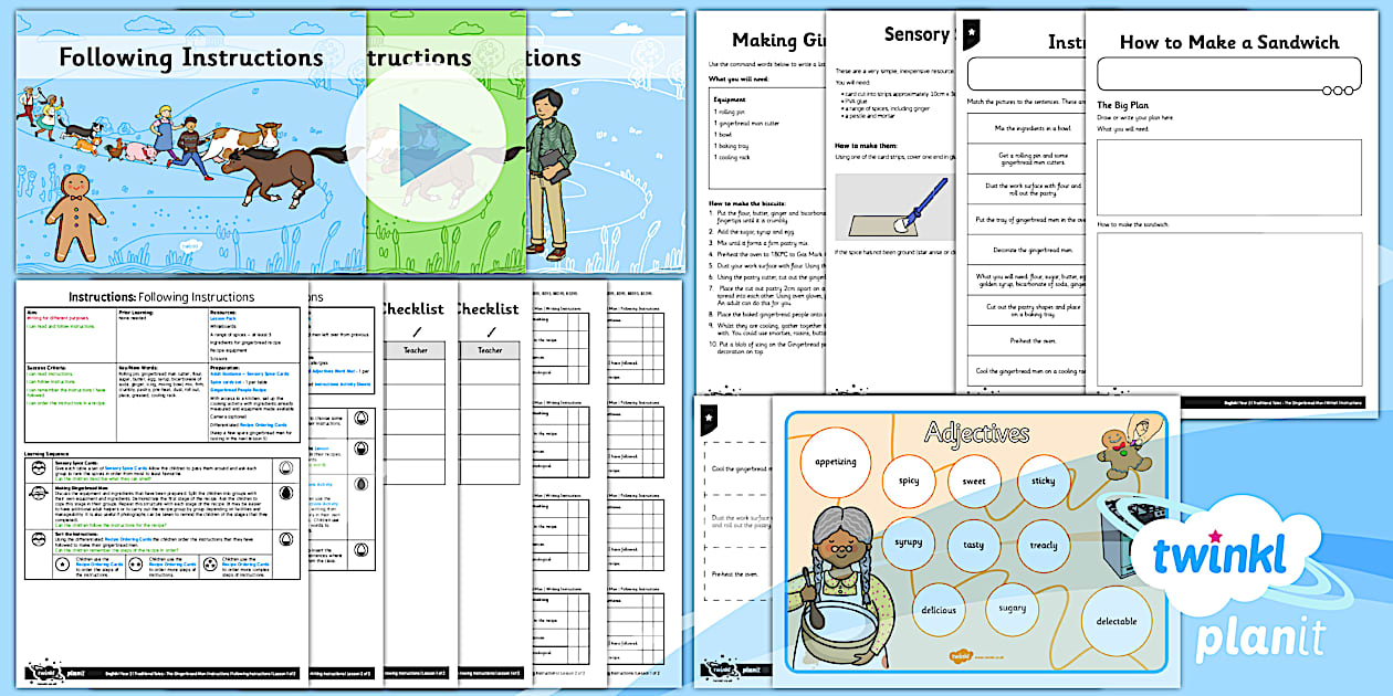 Traditional Tales: The Gingerbread Man: Instructions Y2 Genre Unit Pack