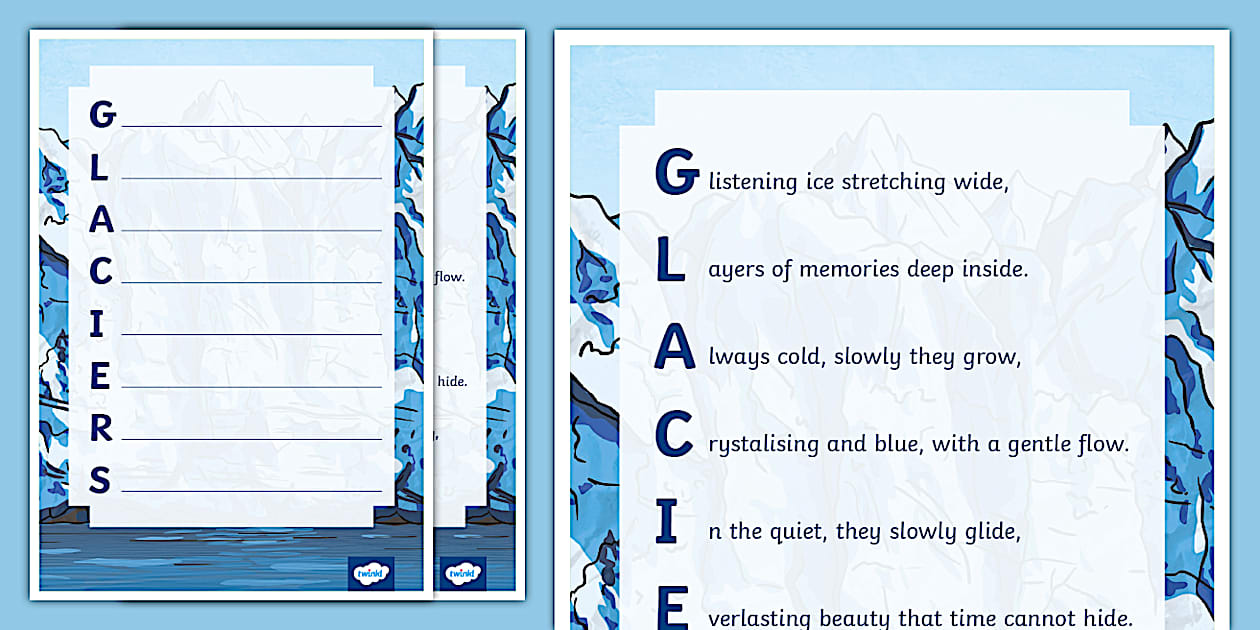 Glaciers Acrostic Poem Example and Template (teacher made)