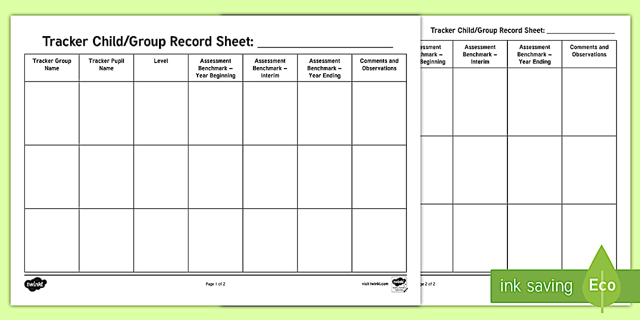 Tracker Child Assessment Tracker - Twinkl