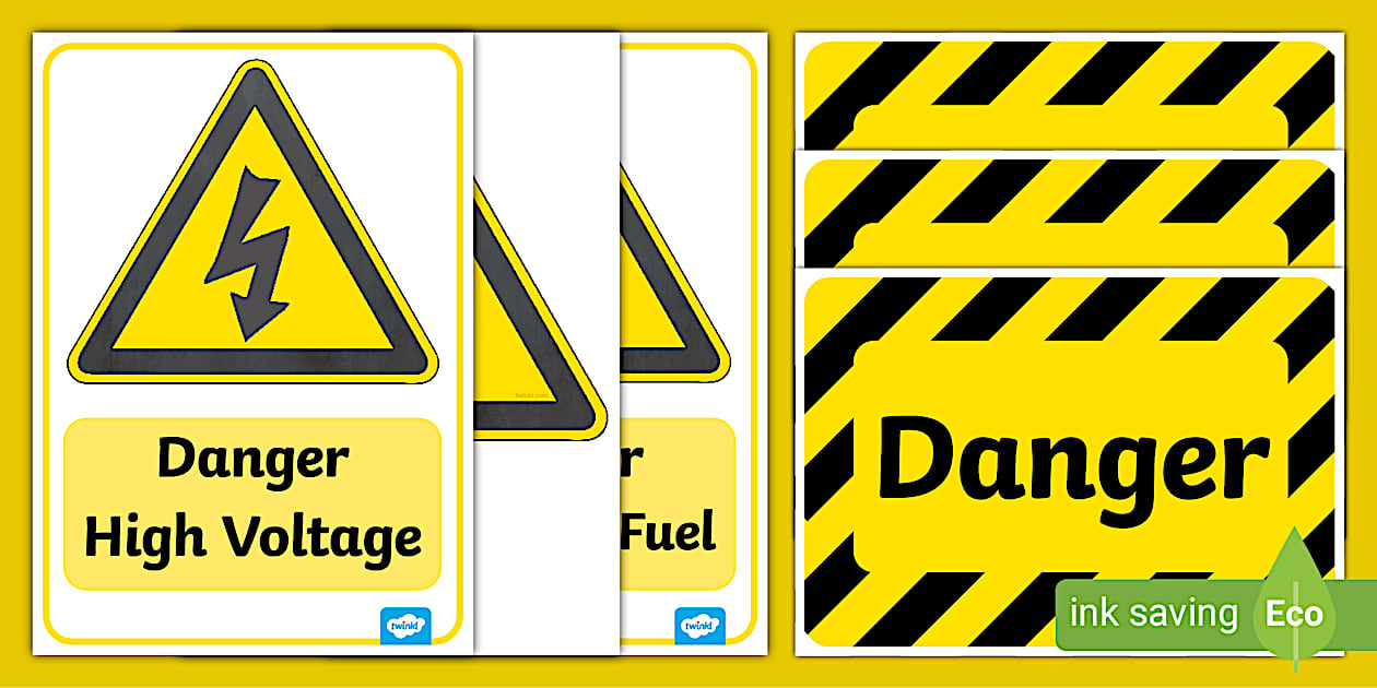 Editable Mechanics/Garage Role Play Warning Signs - Twinkl