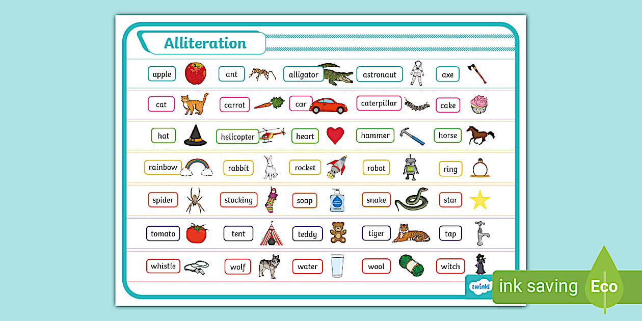 Alliteration Word Mat - Writing - KS1 - Twinkl