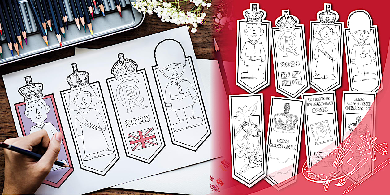 King Charles III Coronation Colouring Bookmarks - Twinkl