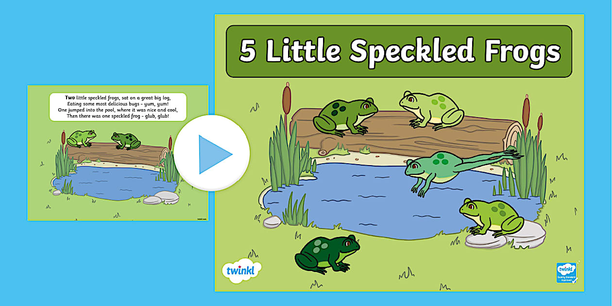 5 Green and Speckled Frogs PowerPoint | Nursery Rhyme | EYFS