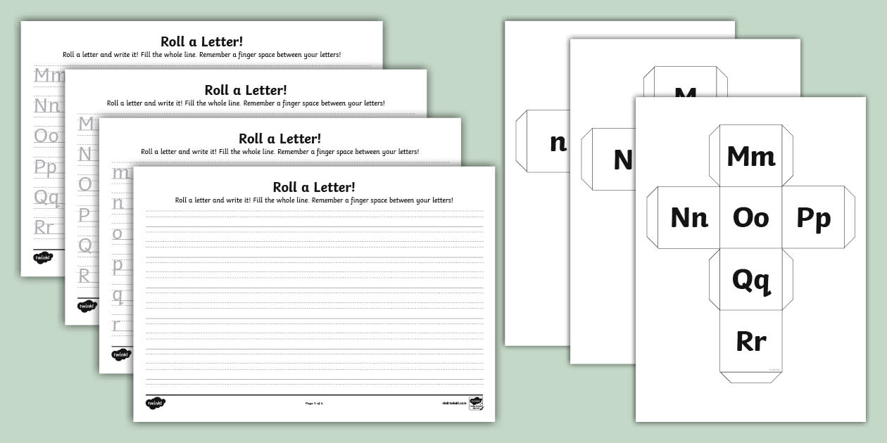 Roll a Letter - Handwriting MNOPQR Activity Sheet - Twinkl