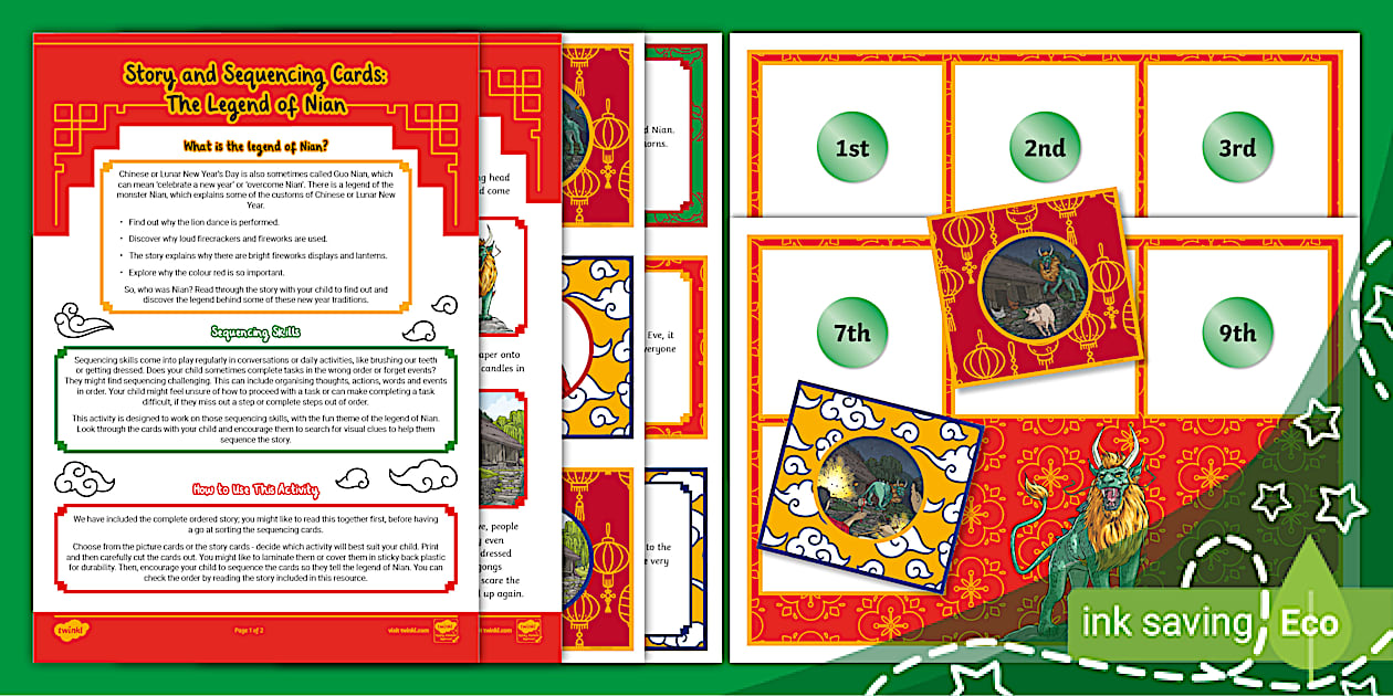 Story and Sequencing Cards: The Legend of Nian - Twinkl