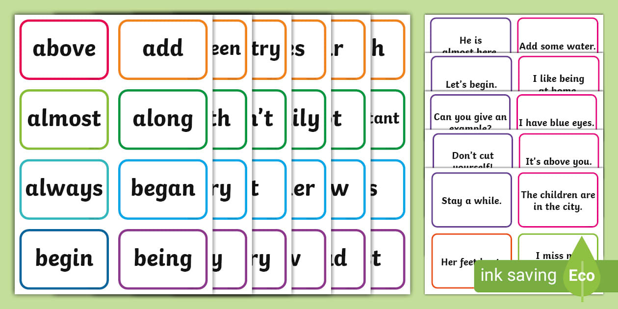 ESL Fry Sight Word Sentence Cards 201 - 300 (teacher made)