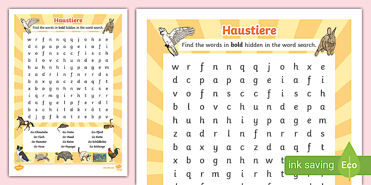 👉 German Pets Word Search (teacher made) - Twinkl